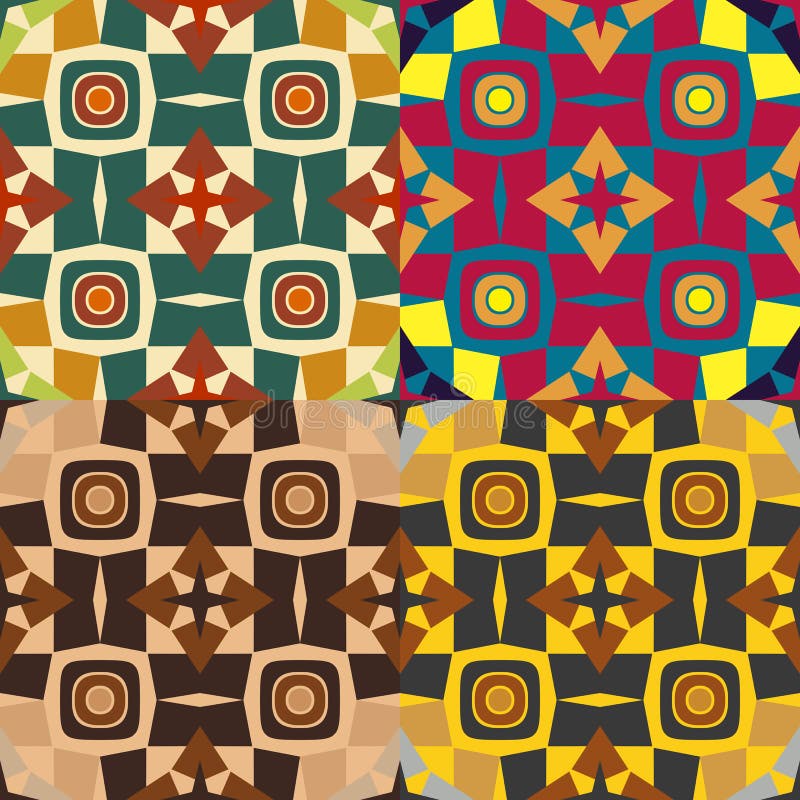 Set Color of Seamless Geometric Pattern Stock Illustration ...