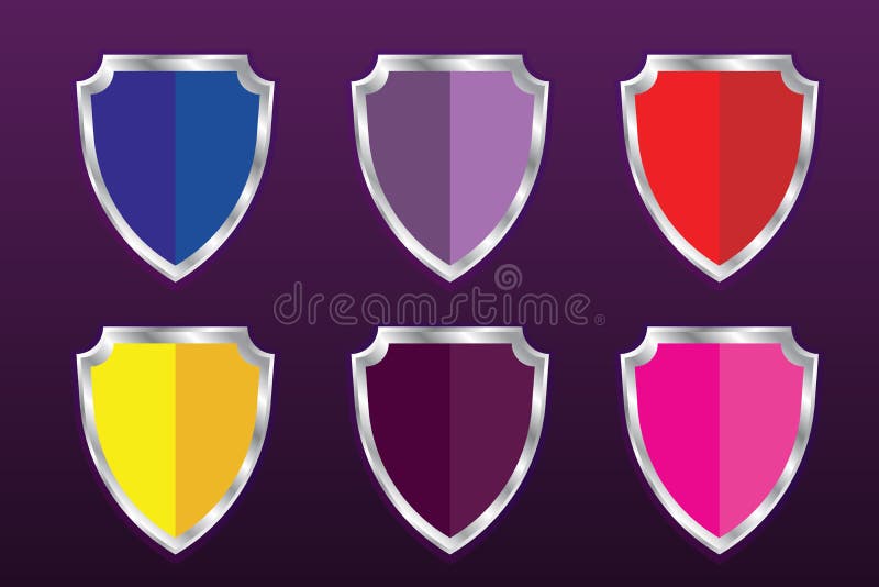 Set of Color Shields Icons with Silver Borders. Vector Design Elements ... Set of Color Shields Icons with Silver Borders. Vector Design Elements ...