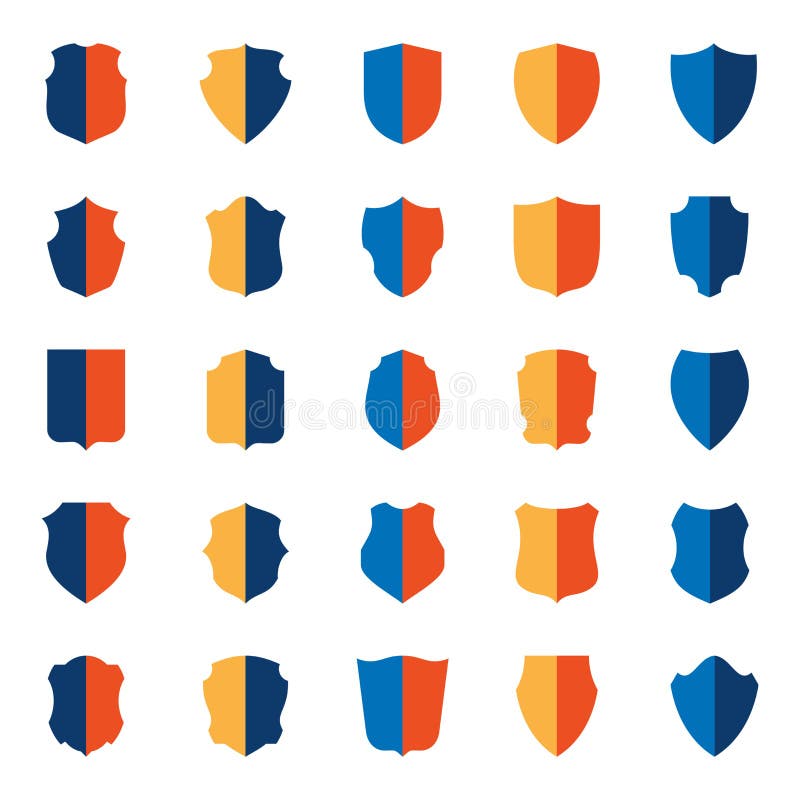 Set of Color Shields Isolated on White Background. Stock Vector ...