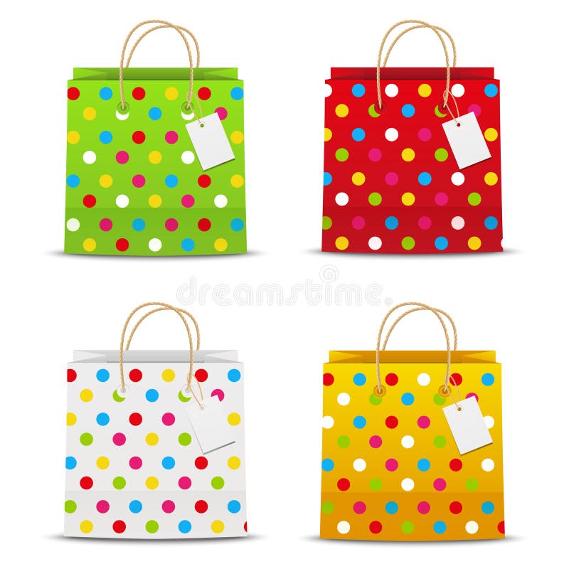 Set of color shopping bags stock vector. Illustration of retail - 30074820