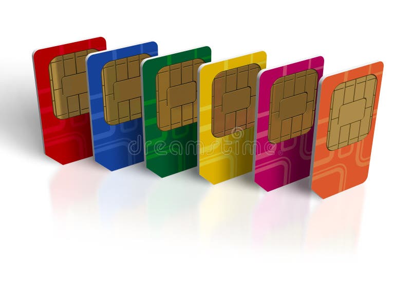Set of color SIM cards stock illustration. Illustration of call - 11595207
