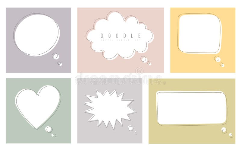Set of Color Speech Bubbles in Drawing Style. Dialog Windows with Space ...