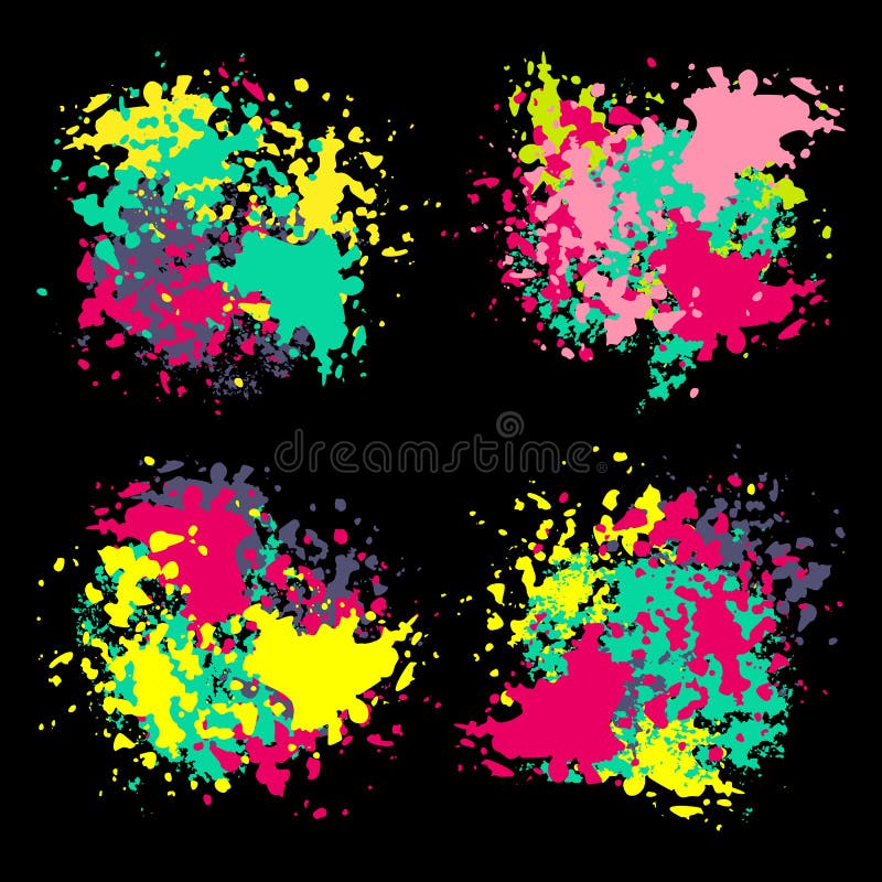 Set of Color Ink Paint Spots Stock Vector - Illustration of abstract ...