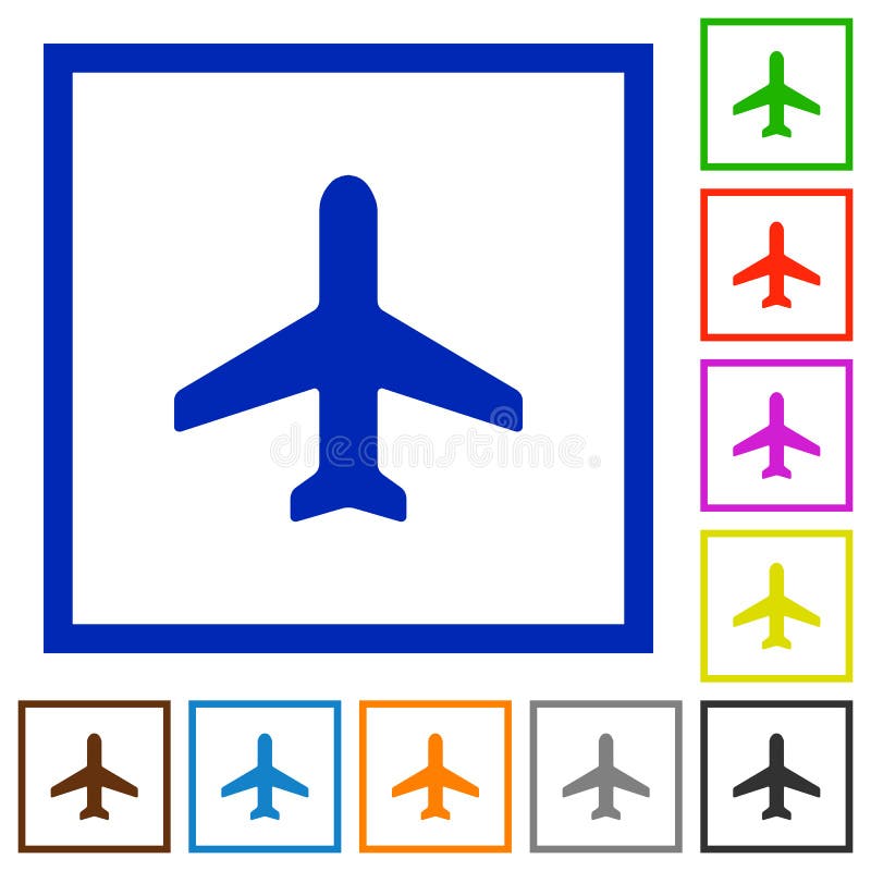 Airplane framed flat icons stock vector. Illustration of flat - 186300803