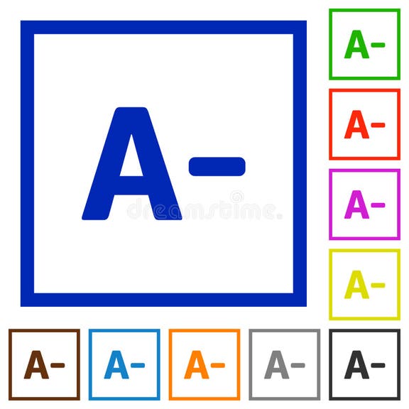 Decrease Font Size Framed Flat Icons Stock Vector - Illustration of letter, green: 186300970