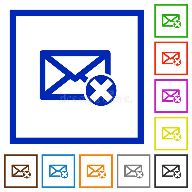 Delete Mail Framed Flat Icons Stock Vector - Illustration of email ...