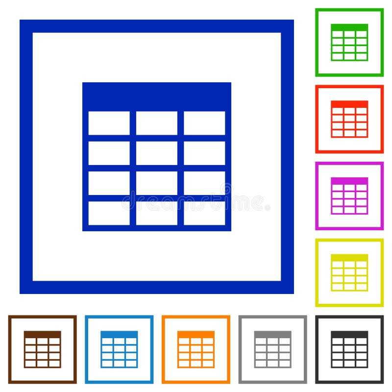 Spreadsheet Table Framed Flat Icons Stock Vector - Illustration of plan ...