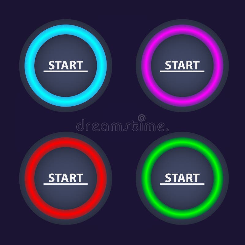 Set of Color Start Buttons. Stock Vector - Illustration of pink, button ...
