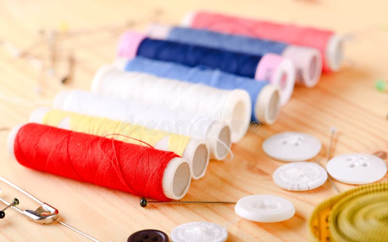 Set of Color Tailoring Threads Stock Photo - Image of green, color ...