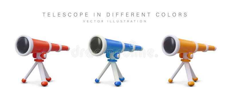 A Set of Color Telescopes on a Tripod. Realistic Image of Optical ...