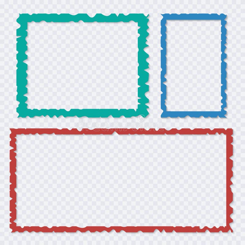Set of Color Torn Paper Frames with Shadows Stock Vector - Illustration ...