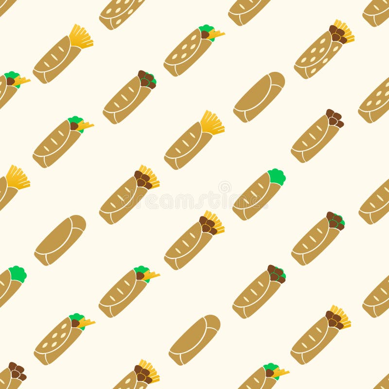 Set of Color Tortilla Food Seamless Pattern Stock Vector - Illustration ...