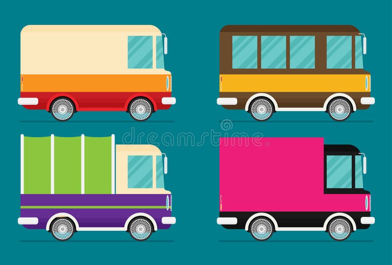 Set of Color Trucks. Isolated Trucks Stock Vector - Illustration of ...