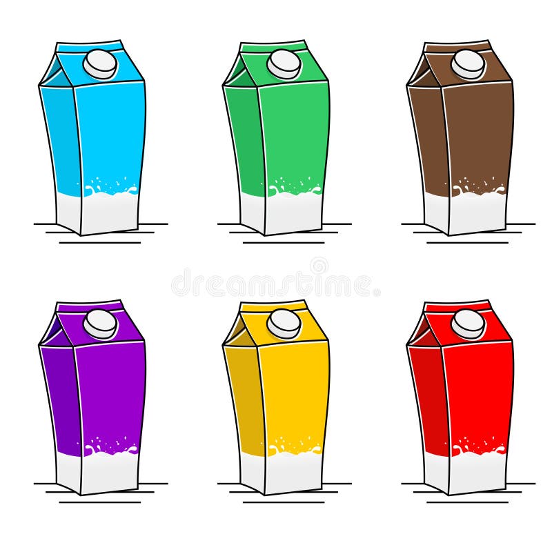 Set of Color Variant Object of Milk Box Wrap Stock Vector ...
