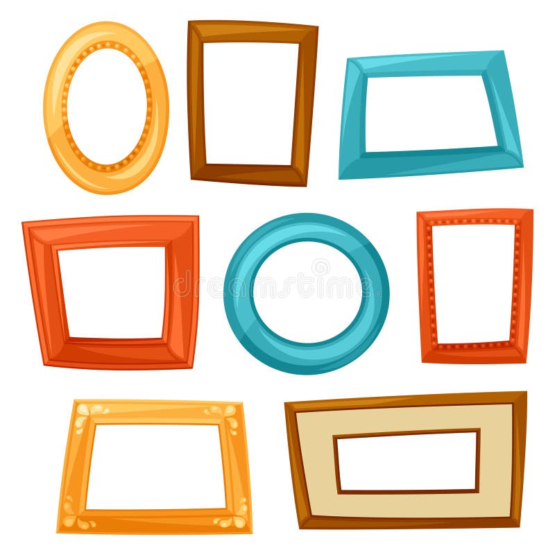 Set of Color Various Frames on White Background Stock Vector ...