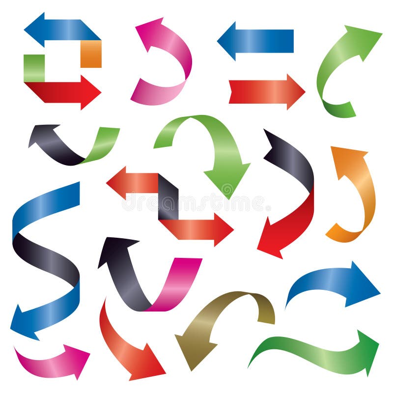 Set of Color Vector Arrows 3d. Graphic Element for Web and Design Stock ...