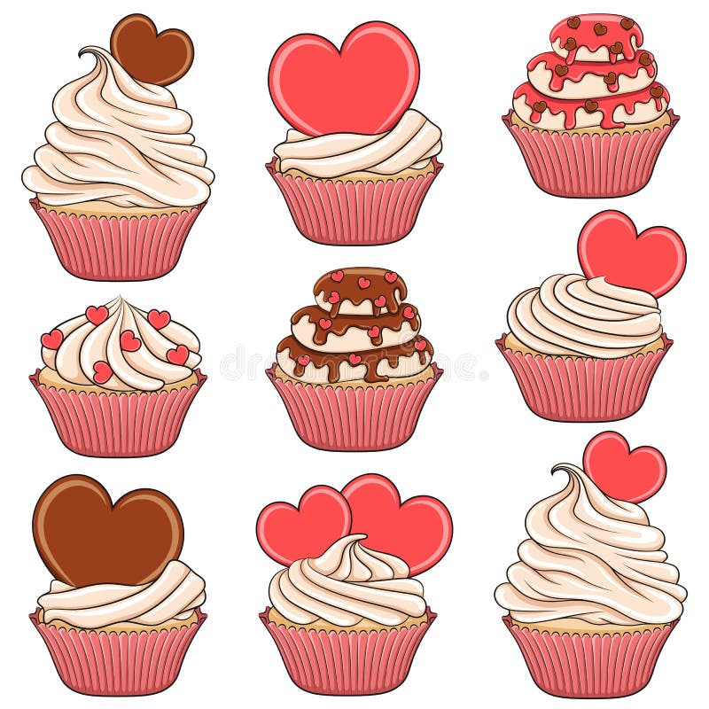 Vector Cupcakes Set, Cupcake Clipart Stock Vector - Illustration of ... Vector Cupcakes Set, Cupcake Clipart Stock Vector - Illustration of ...