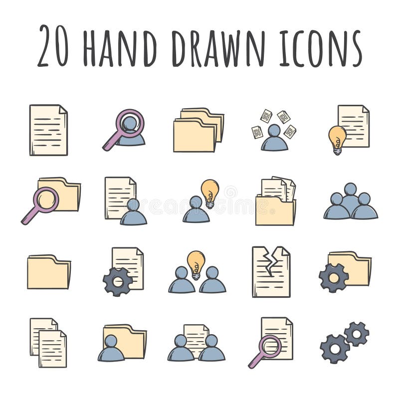 Set of Color Vector Icons of Management, Office Work, Documents, Team ...