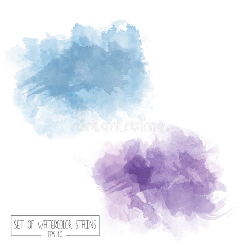 Set of Color Vector Watercolor Stains Stock Vector - Illustration of ...