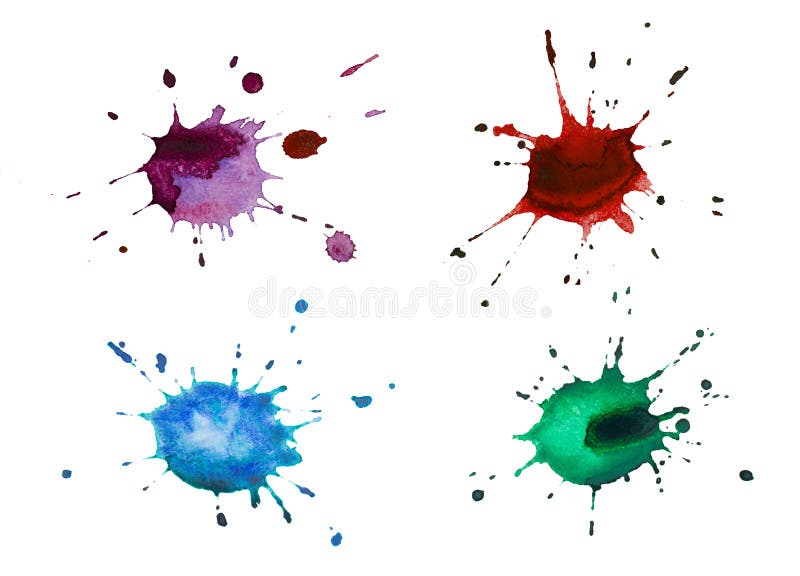 Set Color Watercolor Blots, Isolated on White Background Stock ...