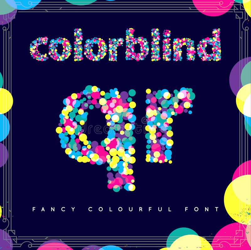 Set of Colorblind Style Font in Vector. Fresh Trendy Colors Stock ...