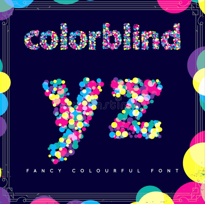 Set of Colorblind Style Font in Vector. Fresh Trendy Colors Stock ...