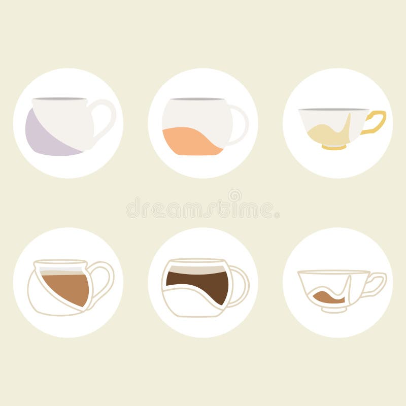 Set of Colored Abstract Coffee Cup Icons Vector Stock Vector ...