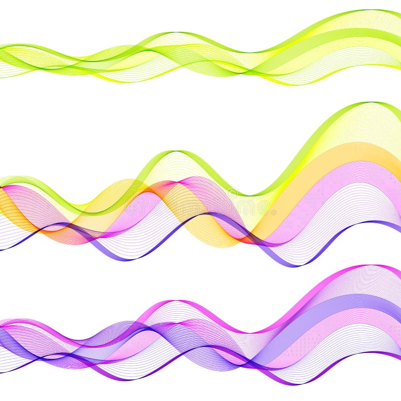 Set of Colored Abstract Transparent Wave Lines for Whit Stock Vector ...