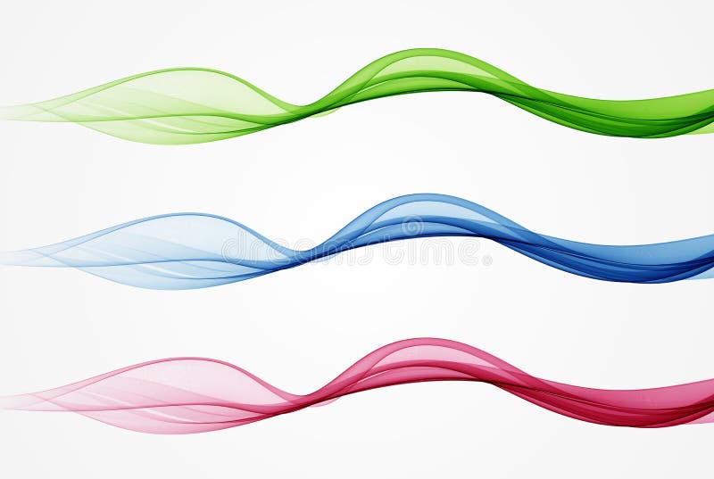 Set of Colored Abstract Wave Design Elements, Abstract Flow of Wavy ...