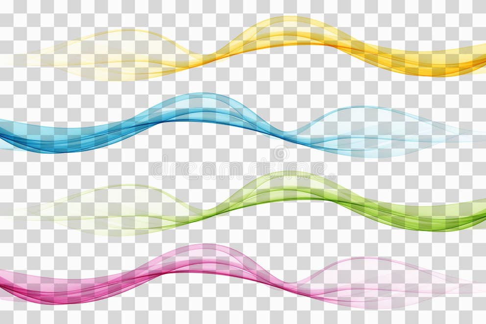 Set of Colored Abstract Wave Design Elements, Abstract Flow of Wavy ...