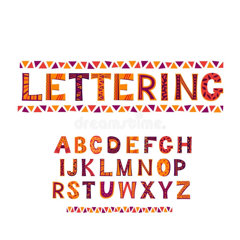 Set: Colored Alphabet Letters with Patterns, Artistic Lettering Stock ...