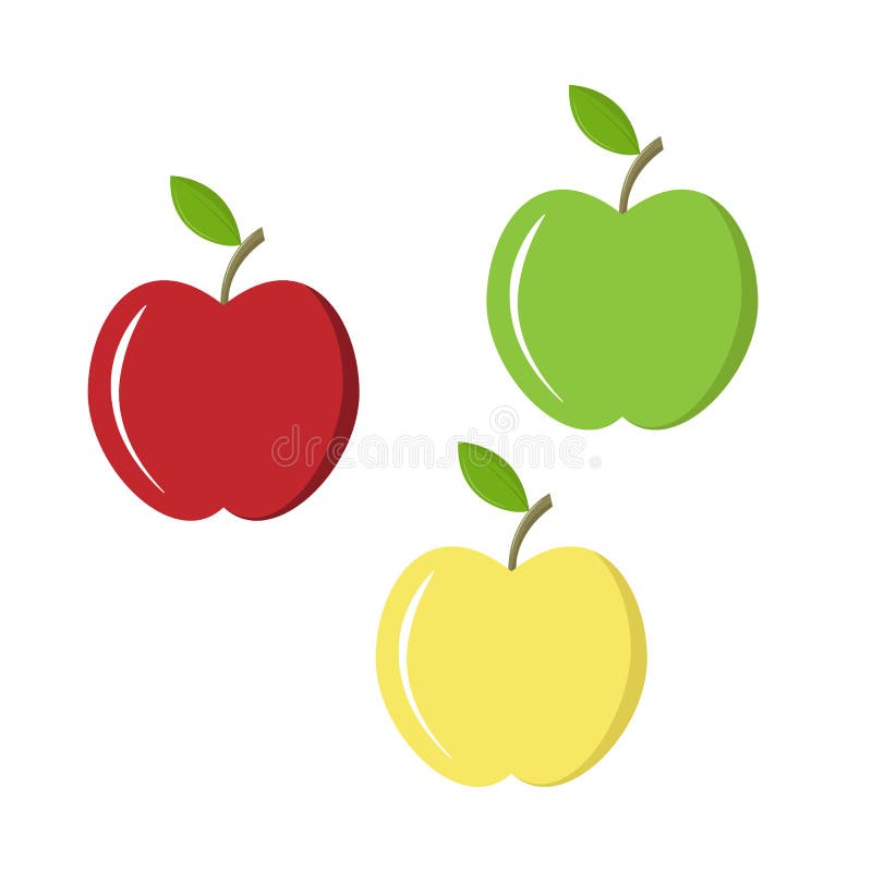 Set of Colored Apples, Flat Design Stock Vector - Illustration of fruit ...