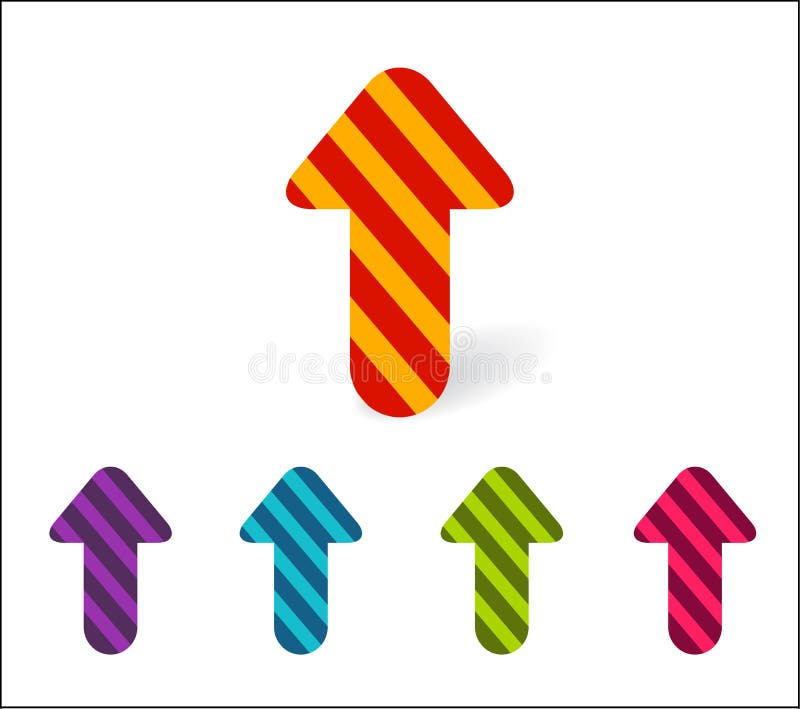 Set of Colored Arrows Pointing Up. New Bright Striped Arrows for Stock ...