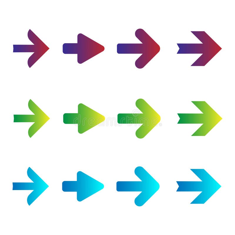 Set of Colored Arrows on a White Background Stock Illustration ...