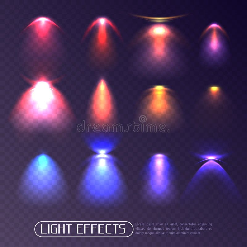 Colored Light Effects Transparent Set Stock Vector - Illustration of ...