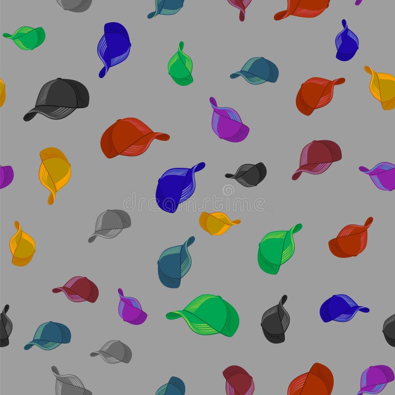 Set of Colored Baseball Caps Isolated on Grey Background. Sports ...