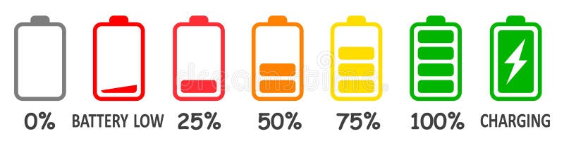 Set of Battery Charge Level Indicator in Percent - Vector Stock Vector ...