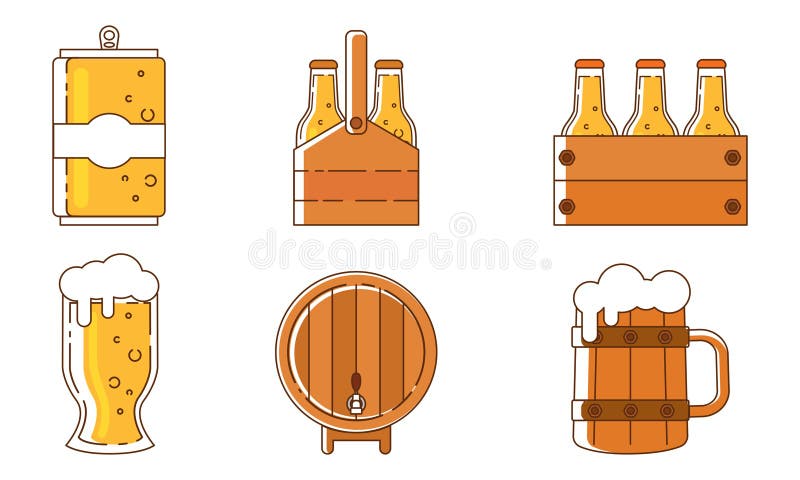 Set of Colored Beer Icons Vector Stock Vector - Illustration of drawing ...
