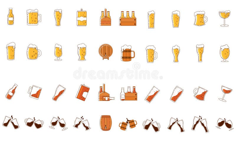 Set of Colored Beer Icons Vector Stock Vector - Illustration of pint ...