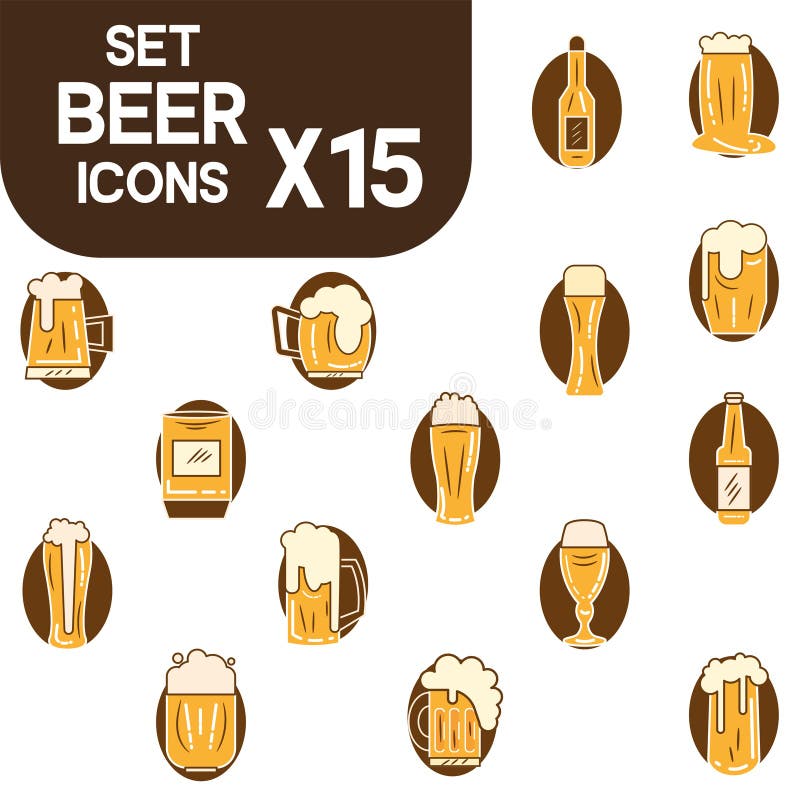 Set of Colored Beer Icons Vector Stock Vector - Illustration of design ...