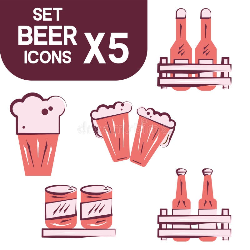 Set of Colored Beer Icons Vector Stock Vector - Illustration of brewery ...