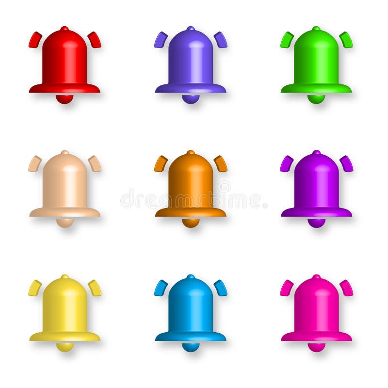 Set of Colored Bells, 3D Vector Illustration Stock Vector ...