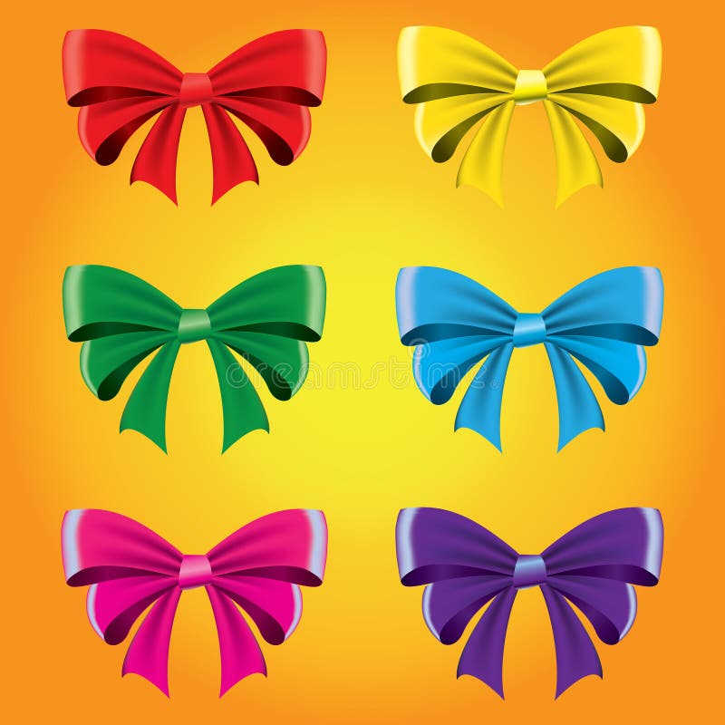Set of Colored Bows. Vector Image Stock Vector - Illustration of ...