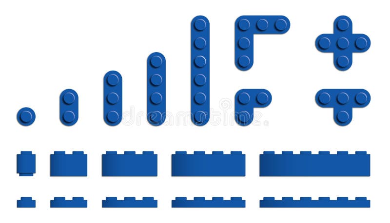 Set of Colored Building Bricks in Various Lengths with Rounded Corners ...