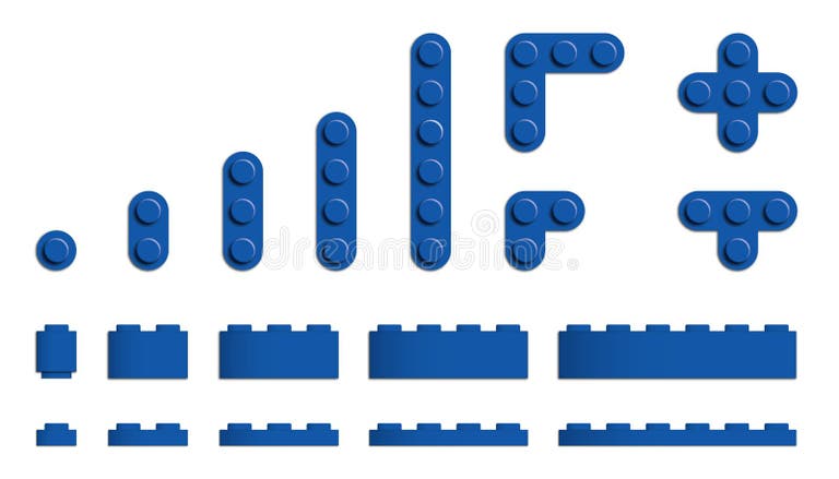 Set of Colored Building Bricks in Various Lengths with Rounded Corners ...