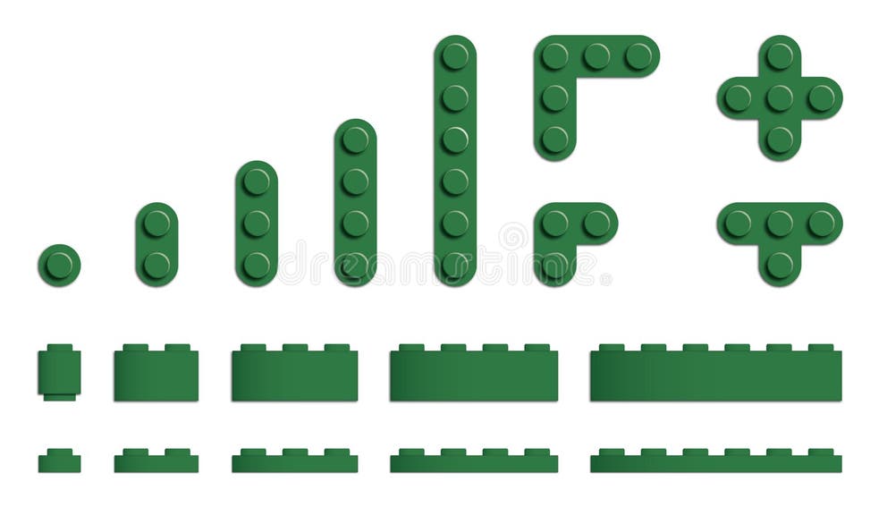 Set of Colored Building Bricks in Various Lengths with Rounded Corners ...