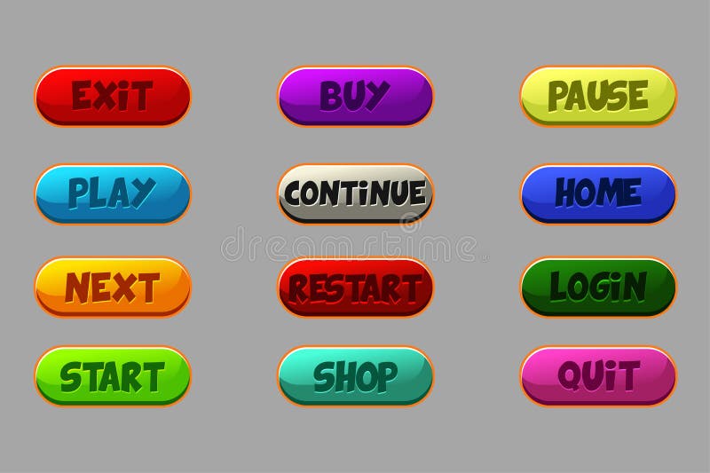 Set of Colored Buttons for 2D Game Stock Vector - Illustration of ...