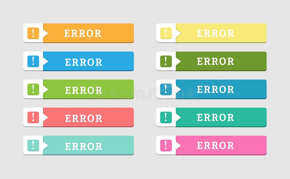 Set of Colored Buttons Labeled ERROR and Exclamation Mark Stock Vector ...