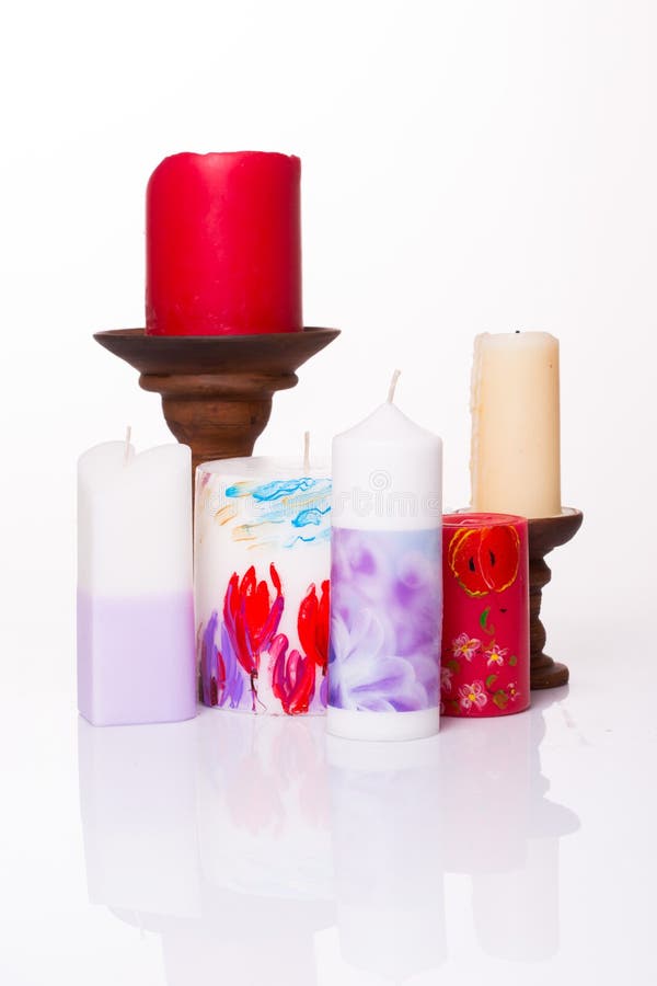 Set of colored candles stock image. Image of composition - 58844441