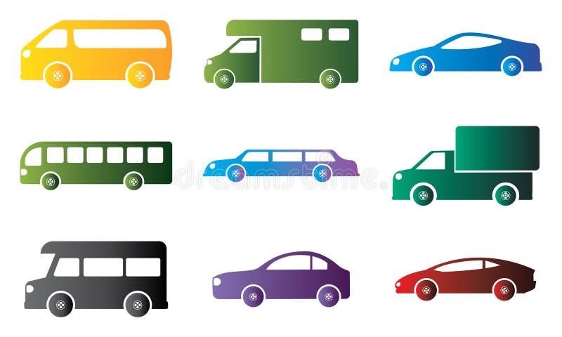 Set of Colored Cars Icons Vector Stock Vector - Illustration of road ...